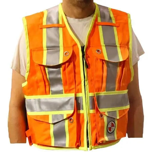 PC15X-SO-XXXL Heavy Duty X-Back Party Chief Survey Vest Safety Orange ...