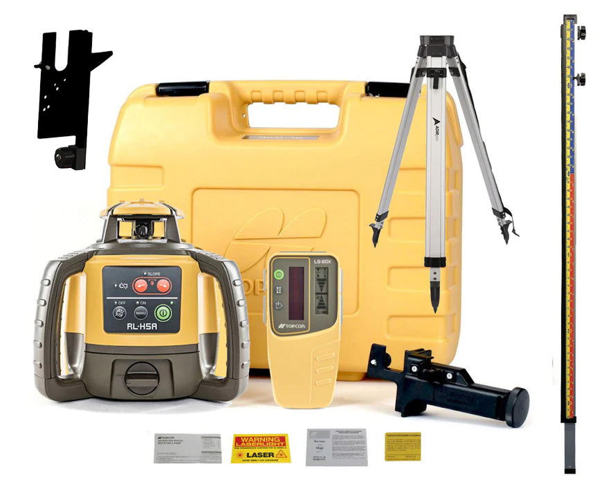 Cut & Fill Grade Rod w/ Topcon RL-H5A Rotary Laser & Premium Tripod ...