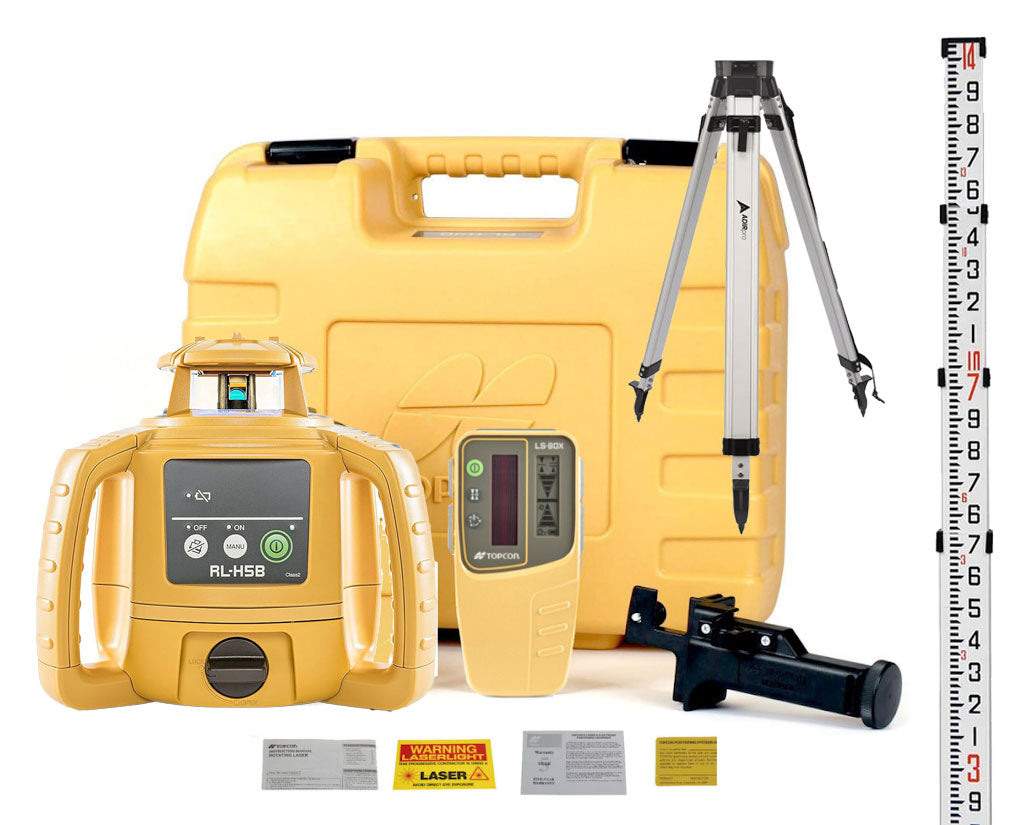 Topcon RL-H5B Rotary Laser w/ LS-80X Receiver, Tripod & Grade Rod 1021 ...